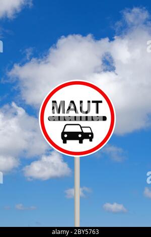 traffic sign lettering PKW-Maut, car toll, Germany Stock Photo - Alamy