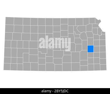 Map of Coffey in Kansas Stock Photo - Alamy