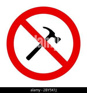 Hammer and prohibition sign Stock Photo - Alamy