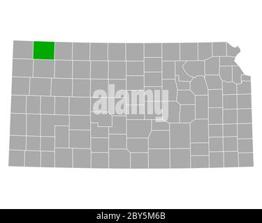 Map of Rawlins in Kansas Stock Photo - Alamy