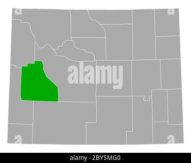 Map of Sublette in Wyoming Stock Photo - Alamy