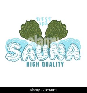 Label for sauna, banya or bathhouse. Word sauna creat from steam inside ...