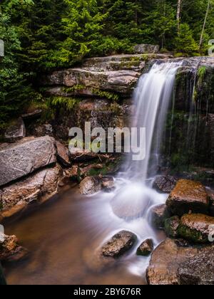 Jedlova creek in Jizerske mountains in spring cloudy morning Stock ...