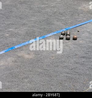 Boule balls on a playing field Stock Photo - Alamy