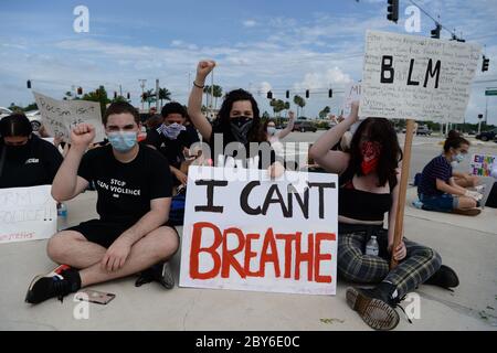 Boca Raton, FL, USA. 08th June, 2020. Protesters seen demonstrating ...