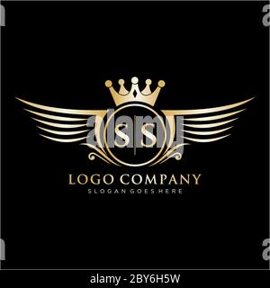 Luxury royal wing Letter SS crest Gold color Logo vector, Victory logo ...