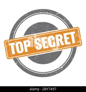 top secret round orange grungy vintage isolated stamp Stock Photo - Alamy