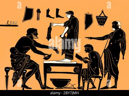 Ancient History. Greece. Pottery workshop, manufacturing of amphorae ...
