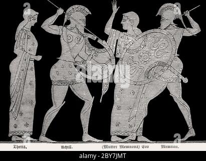 Troy Trojan War fighting Achilles and Memnon 300 BC Greek pottery ...