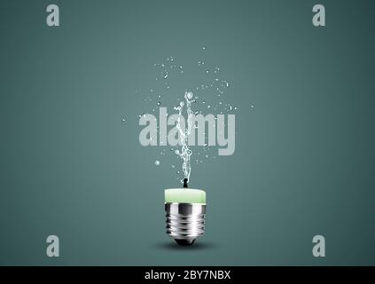 Wax candle into lighting bulb with water splashes Stock Photo - Alamy