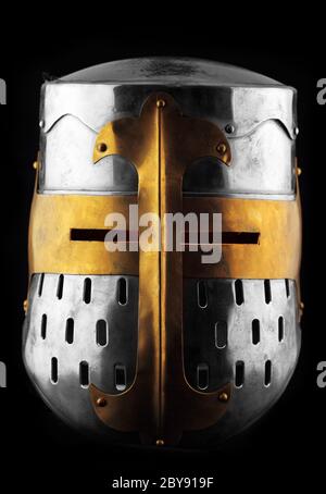 Iron helmet of the medieval knight Stock Photo - Alamy