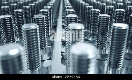 Process of production of bolts. Industrial concept. Factory equipment ...