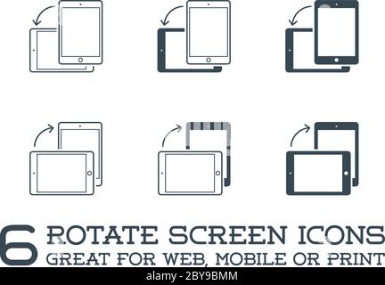 Rotate Smartphone or Cellular Phone or Tablet Icons Set in Vector Stock ...