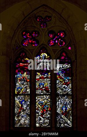 the colored rose window in the church in santa chiara naples Stock ...