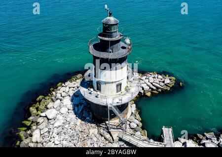 Seascape with Orient Point Lighthouse in Long Island, New York. Orient ...
