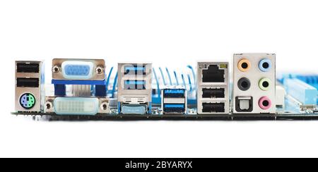 Ports of a desktop computer motherboard Stock Photo - Alamy