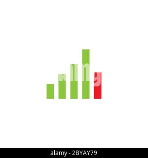 colorful graph. sales fall diagram. Isolated on white. Flat icon. Vector illustration isolated ...