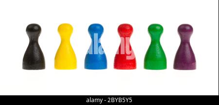 Six colored pawns Stock Photo - Alamy