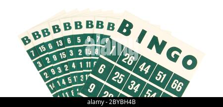 Green bingo cards isolated Stock Photo - Alamy