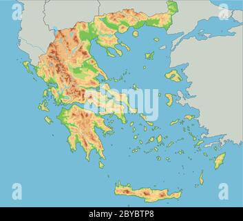 Topographic map of Crete, Greece. Vector detailed elevation map of ...