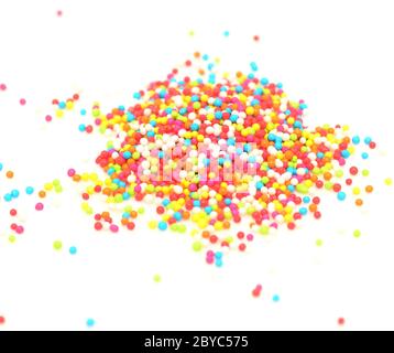 White party cake with pearls and white icing and red fruit and ...