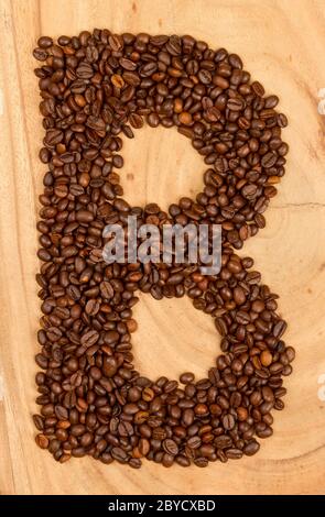 Alphabet letter S from roasted coffee beans, 3D rendering isolated on ...