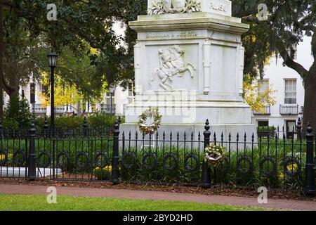 Pulaski Monument in Monterey Square, Savannah, Georgia, USA Stock Photo ...