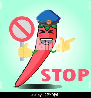 Cute mexican chili police officer cartoon character with police hat ...