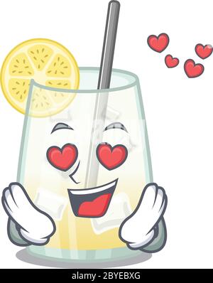 Gin tonic cartoon character with love cute emoticon. Vector ...