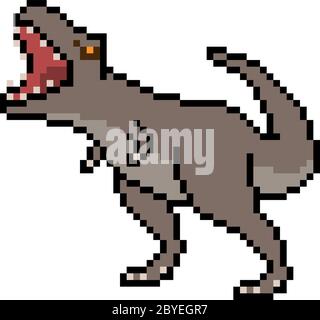 Dinosaur tyrannosaurus rex pixel art pattern seamless. Pixelated T-rex ...