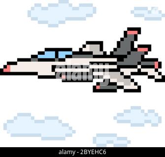 vector pixel art jet plane isolated cartoon Stock Vector Image & Art ...