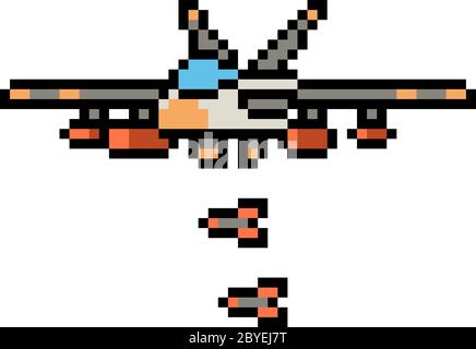 vector pixel art jet plane isolated cartoon Stock Vector Image & Art ...