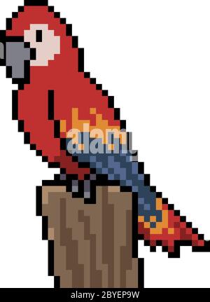 vector pixel art parrot isolated cartoon Stock Vector Image & Art - Alamy