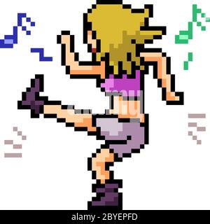 vector pixel art woman dance ballet isolated cartoon Stock Vector Image ...