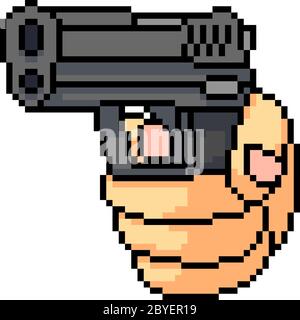 vector pixel art hand gun isolated cartoon Stock Vector Image & Art - Alamy