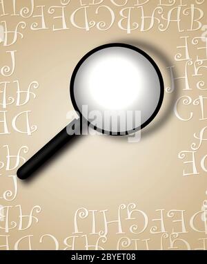 Decorative border with magnifying glass Stock Photo - Alamy