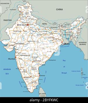 High detailed India road map with labeling Stock Vector Image & Art - Alamy