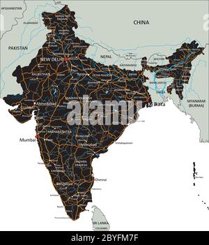 High detailed India road map with labeling Stock Vector Image & Art - Alamy