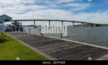 Hindmarsh Island bridge at Goolwa on the Murray River in South ...