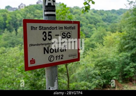 Rescue point system in German forests, on boards locations are ...
