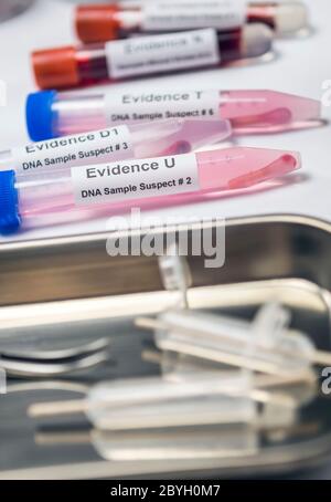 Hematological analysis with forensic test kit in a murder in a crime ...