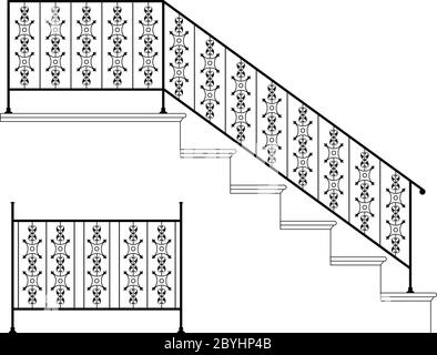 Wrought Iron Stair Railing Design Vector Art Stock Vector Image & Art ...