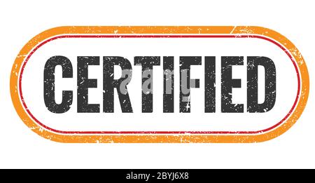 CERTIFIED orange rectangle stamp Stock Photo - Alamy