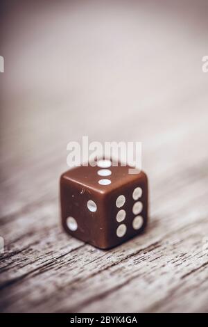 Dice on table, vintage effect. Background for casino games, gambling ...