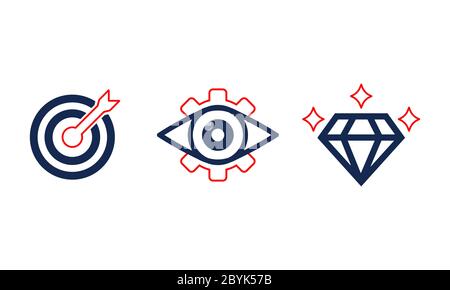 Mission. Vision. Values. Modern flat design concept. Vector icon on ...