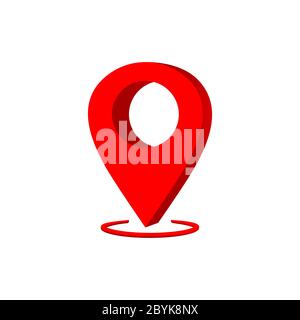 Geo pin, location icon in different colors or geolocation, gps, map pointer on isolated white ...