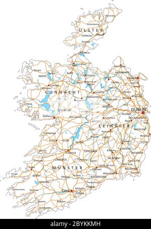 High detailed Ireland road map with labeling Stock Vector Image & Art ...