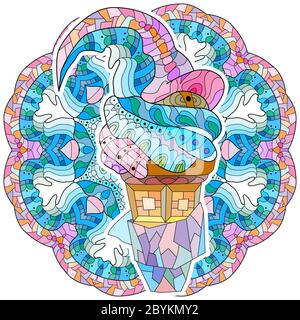Hand drawn colorful zentangle ice cream illustration with mandala Stock ...