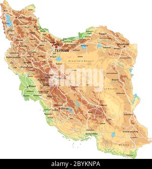 High detailed Iran physical map with labeling Stock Vector Image & Art ...
