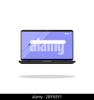 Loading page browser on top view laptop screen. Laptop, desktop, computer, tablet with website ...
